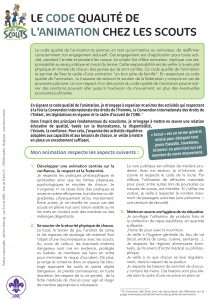 La loi Scoute & le Code Qualité Animation – Unité Saint Hubert de Geer